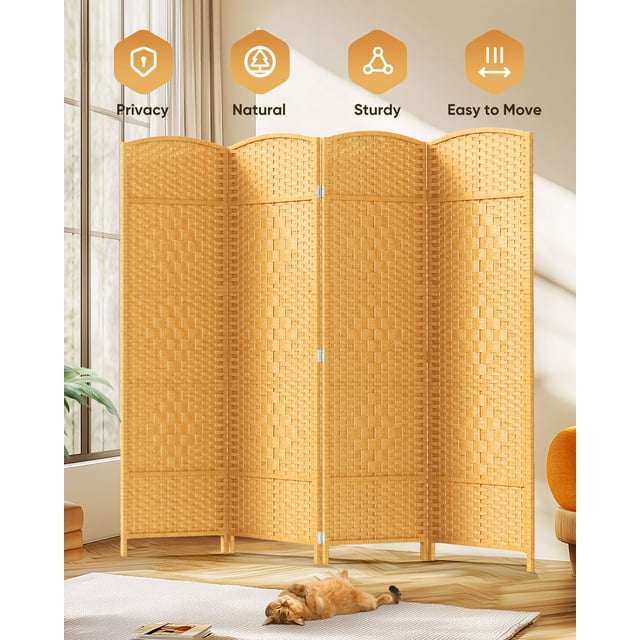 Jostyle Standing Partition Home House, 4-Panel Hand-Woven Room Divider ...
