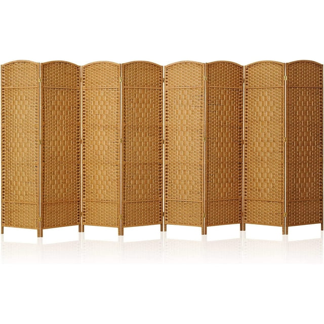 Jostyle Freestanding Indoor Rattan Room Divider, 8-Panel Extra Wide ...