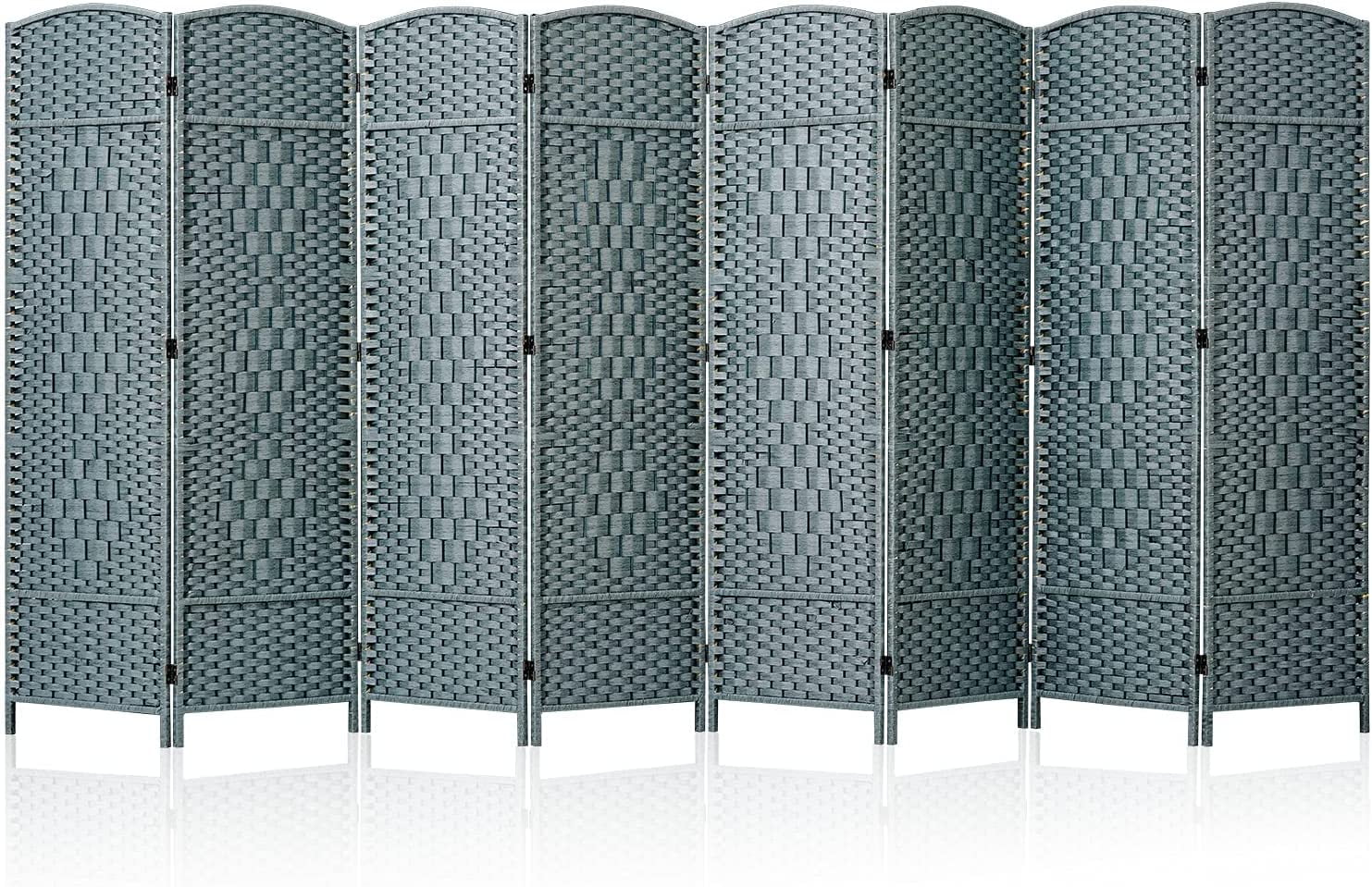 Jostyle Freestanding Rattan Room Divider, 8 Panel Extra Wide for Home ...