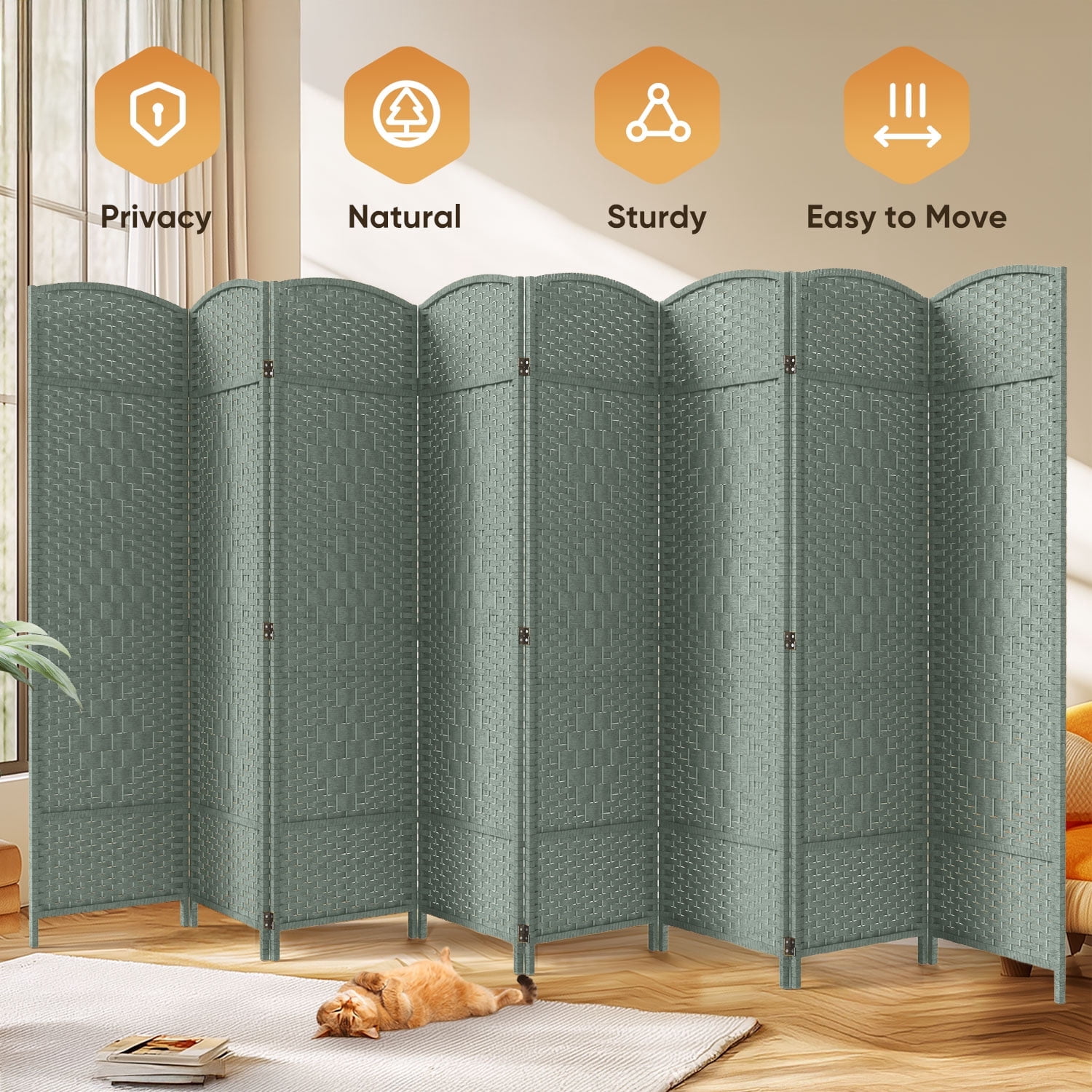 Jostyle Room Divider 6ft Tall Extra Wide Folding Privacy Screen with ...