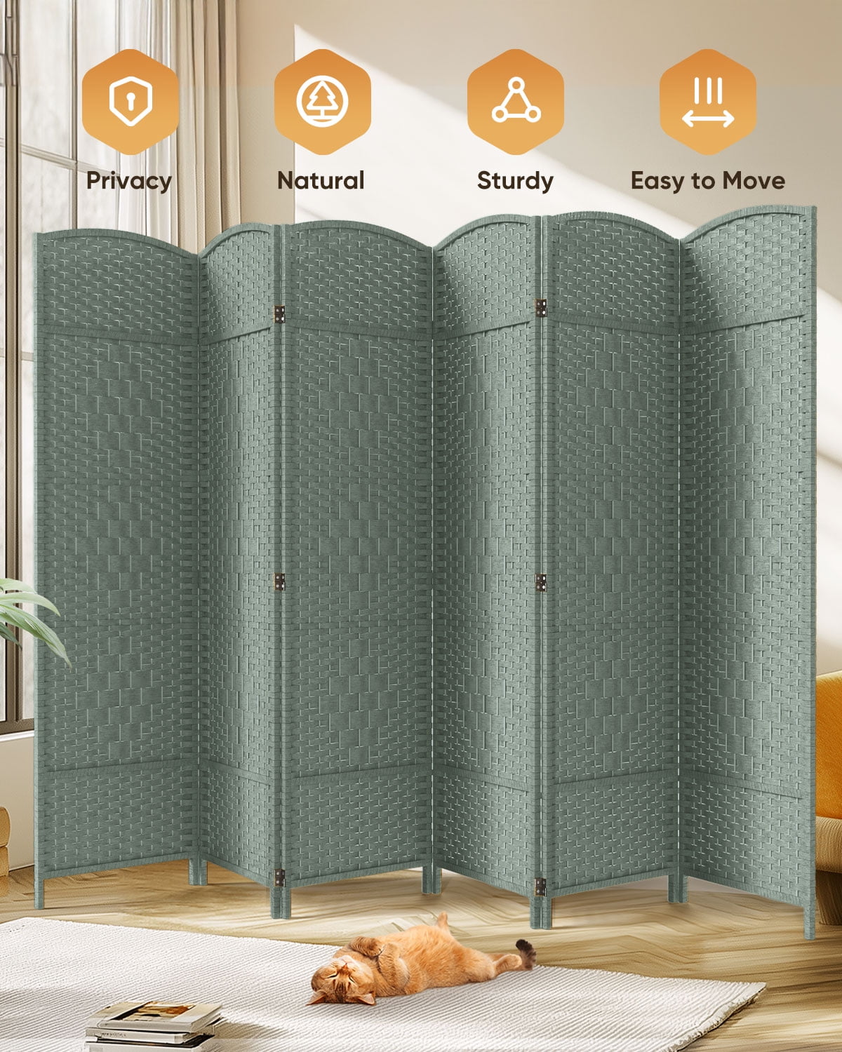 Jostyle 6ft Tall Extra Wide Freestanding Room Divider Privacy Screen ...