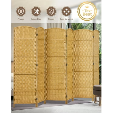 6ft. Tall Extra Wide Folding Privacy Screens with Diamond Double-Weave ...