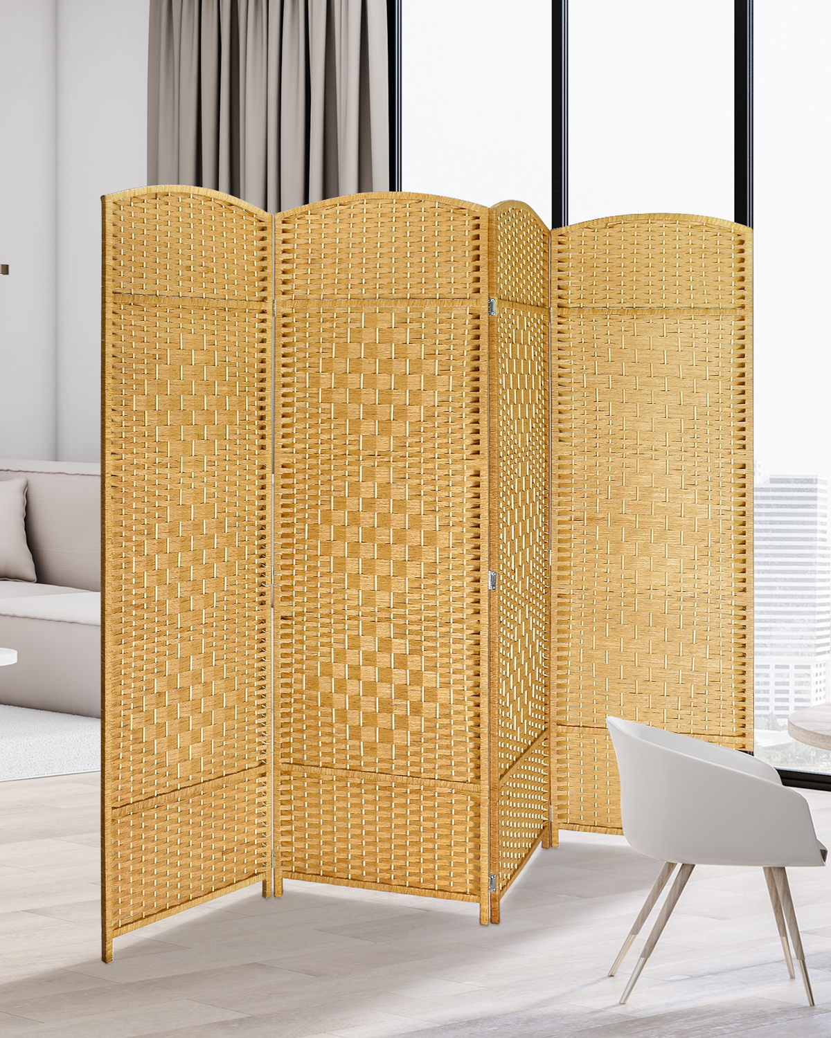Jostyle Room Divider Panel of 4 Privacy Screen Freestanding Rattan Room ...