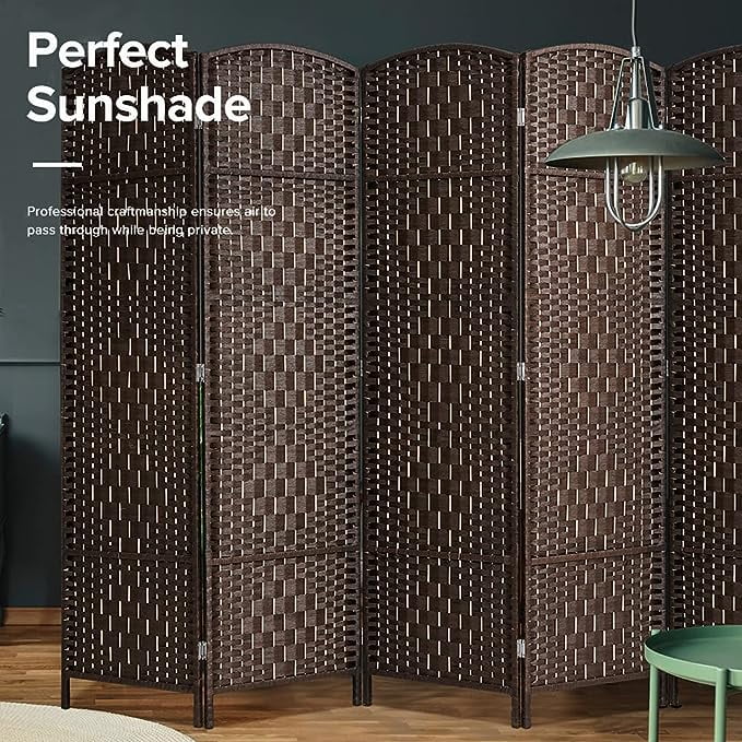 Jostyle Room Divider Panel of 6 Privacy Screen Freestanding Rattan Room ...