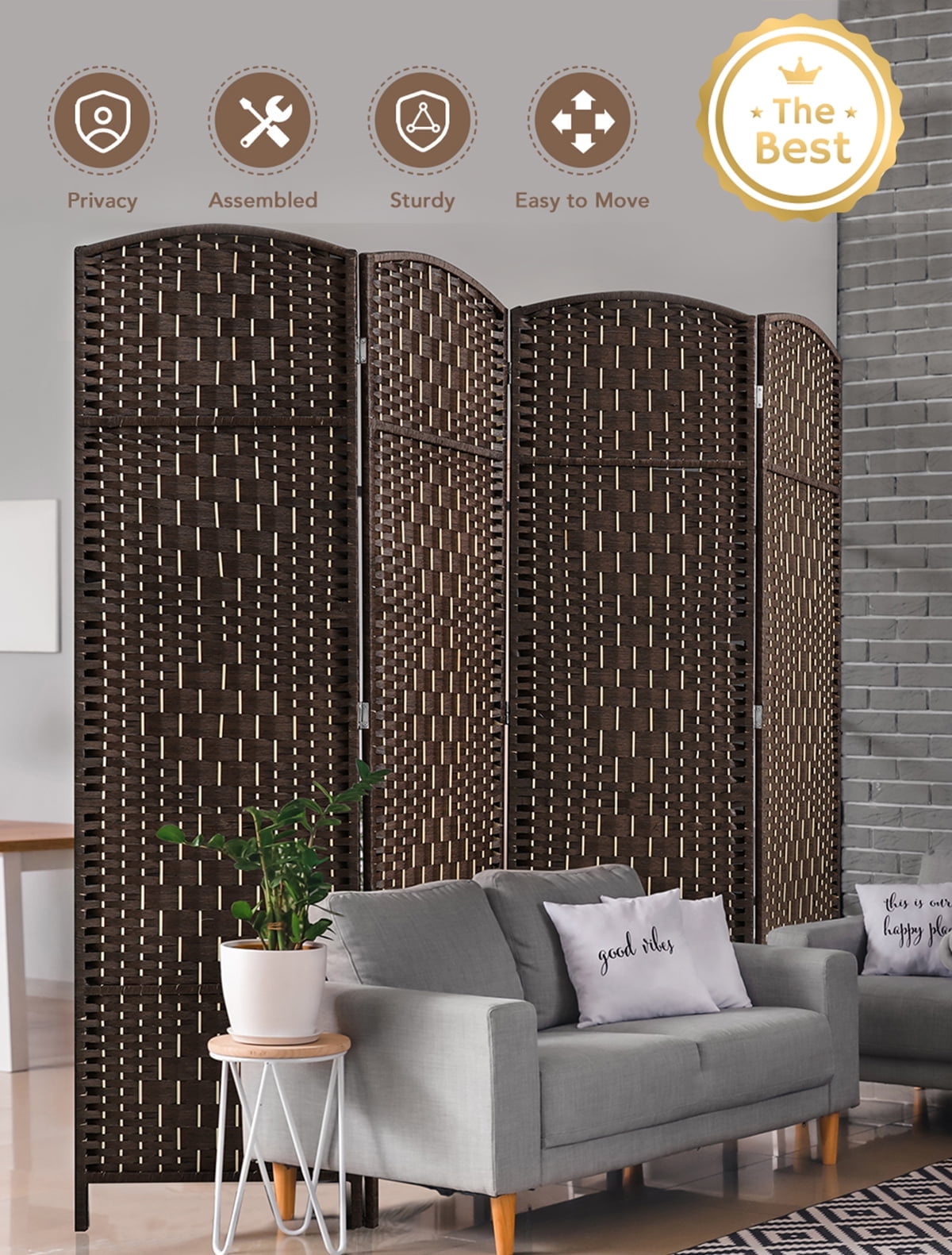 Jostyle Home Partition Room Divider, 4-Panel Folding Privacy Screen ...