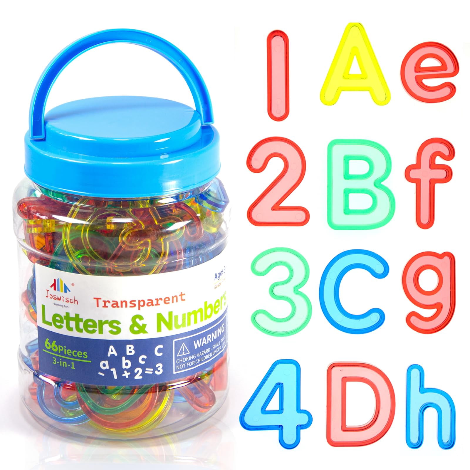 Joswisch Transparent Letters and TSF6 Numbers Set, 66 PCS Table Toys ...
