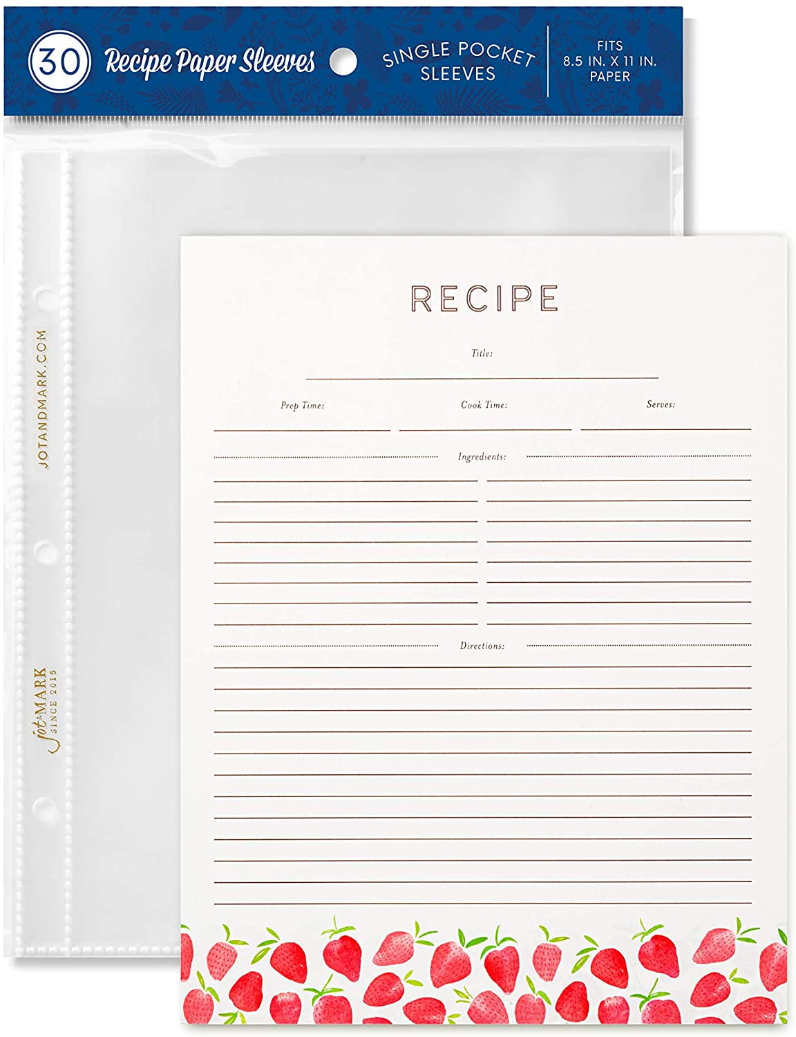 Jot & Mark Recipe Card Paper Full Page 8.5x11 with Crystal Clear Page ...