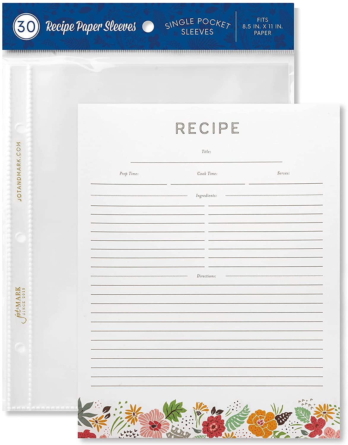 Jot & Mark Recipe Card Paper Full Page 8.5x11 with Crystal Clear Page ...