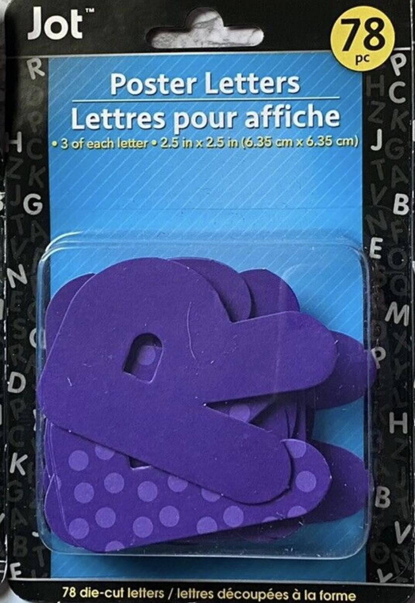 Jot Poster Letters 78 Pcs Die-Cut Letters Purple 2.5" X 2.5" - Walmart.com