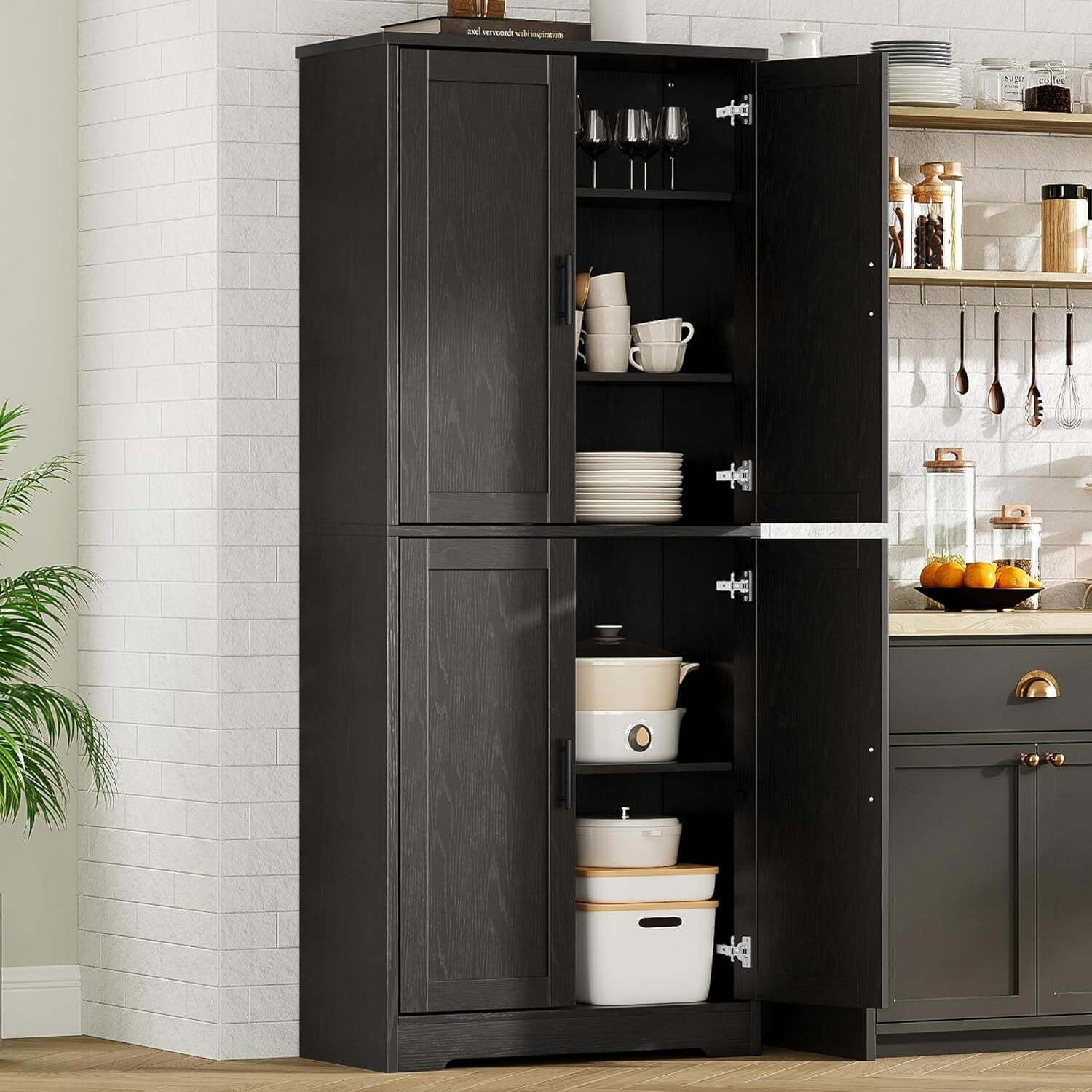 Jotoa Kitchen Pantry Cabinet, 70" Freestanding Pantry Storage Cabinet ...