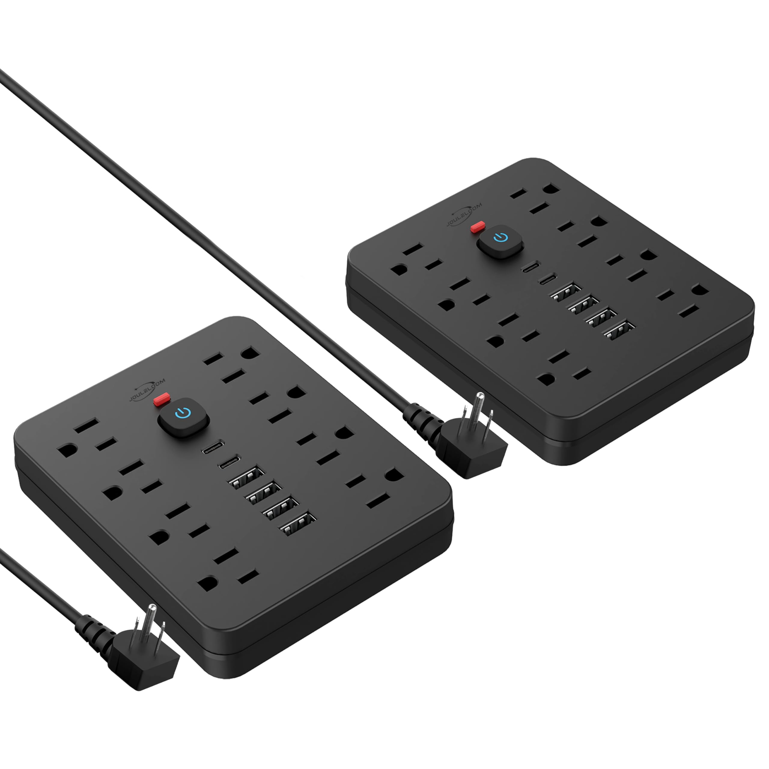 JouleLoom 2 Pack Power Strip Surge Protector with 8 Outlets, 4 USB and ...