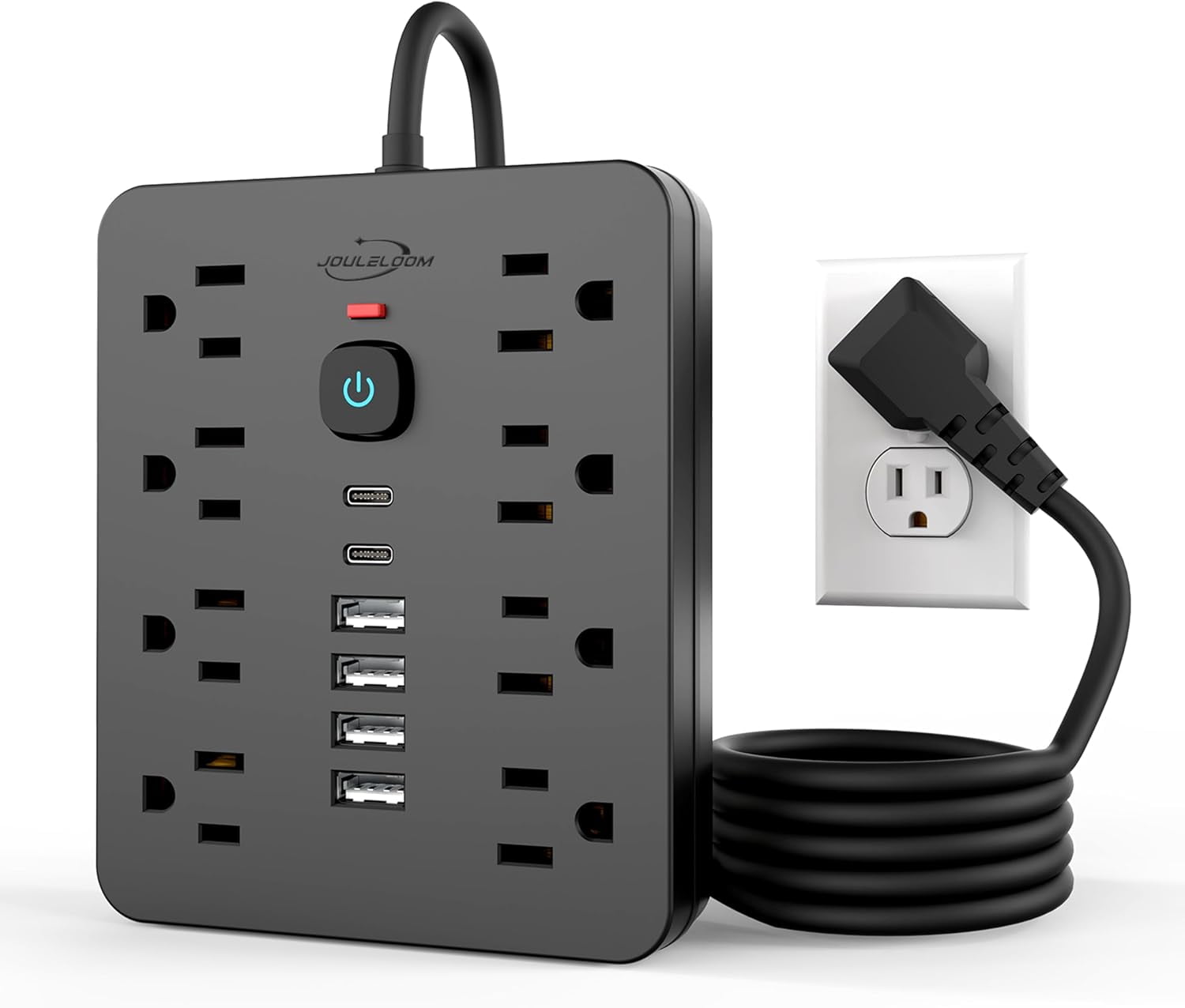 JouleLoom Power Strip Surge Protector with 8 Outlets, 4 USB and 2 USB C ...
