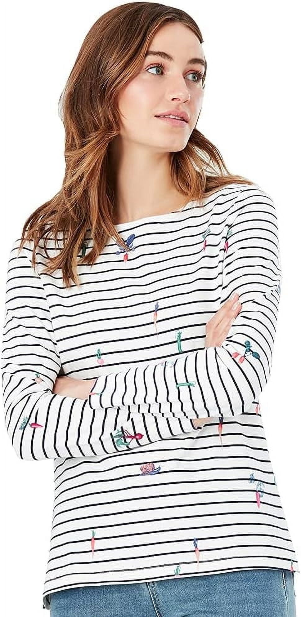 Joules Women's Harbour Luxe Long Sleeve Jersey Top (Vegetable Stripe ...