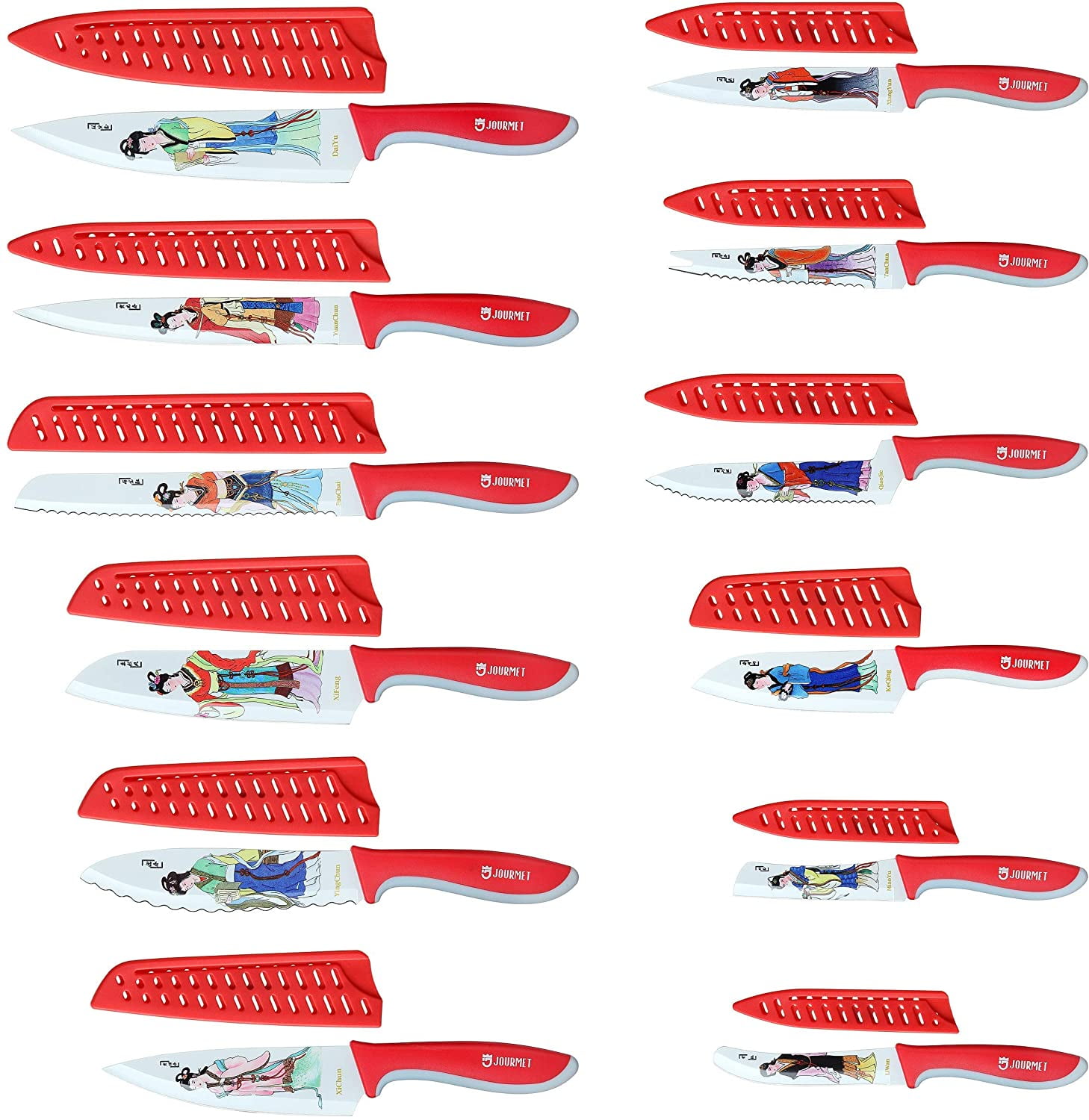 Jourmet 24PC Twelve Beauties of the Red Chamber Knife Set, Premium ...