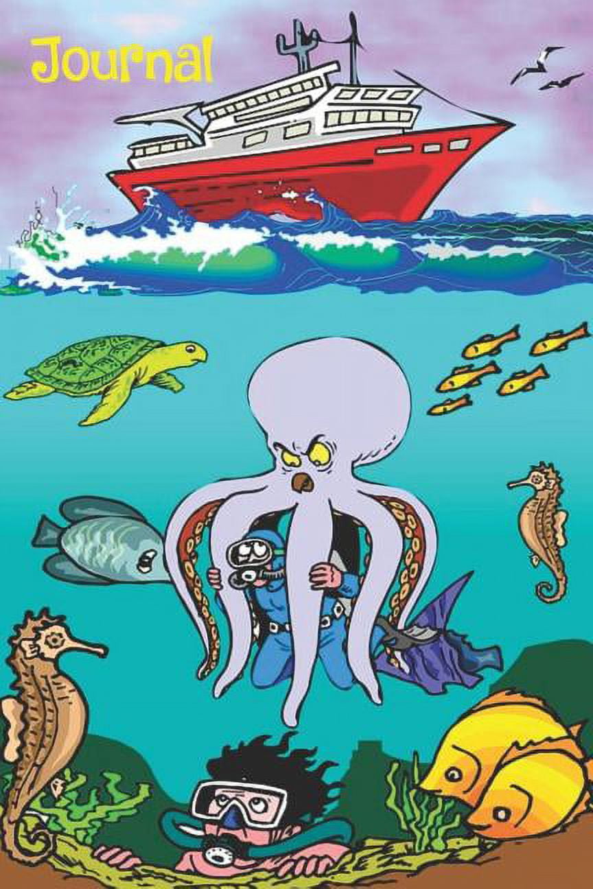 Journal: Blank Paperback Notebook with Funny Marine Life Theme on Cover ...