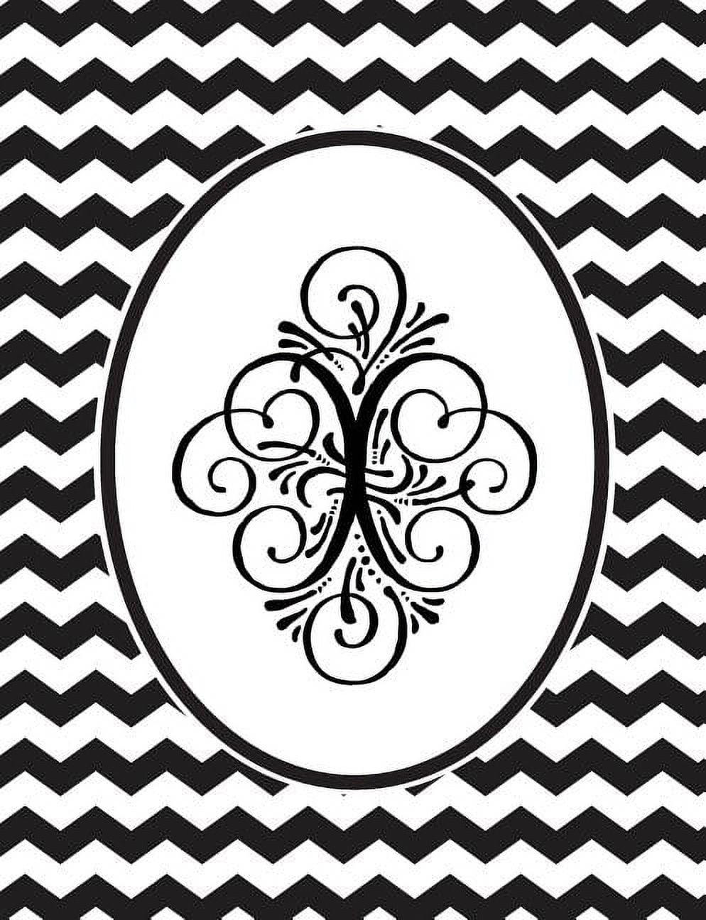 Journal: X Monogram Black and White Chevron Notebook - Walmart.com