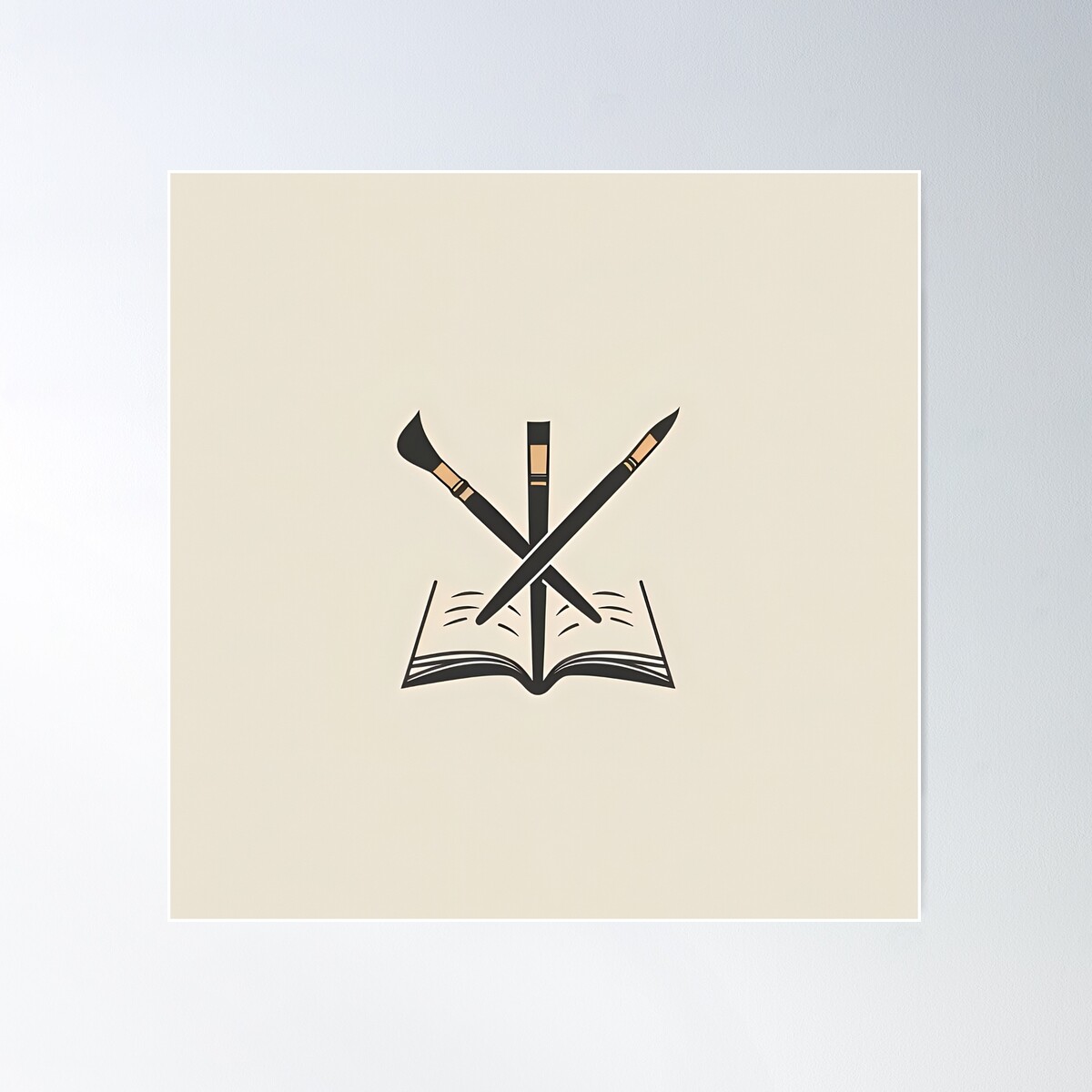 Journaling Tools: Crossed Paintbrushes And Open Book Poster Wall Art ...