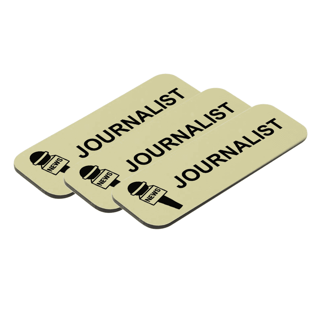 Journalist 1 x 3" Name Tag/Badge, Brushed Gold, (3 Pack) - Walmart.com
