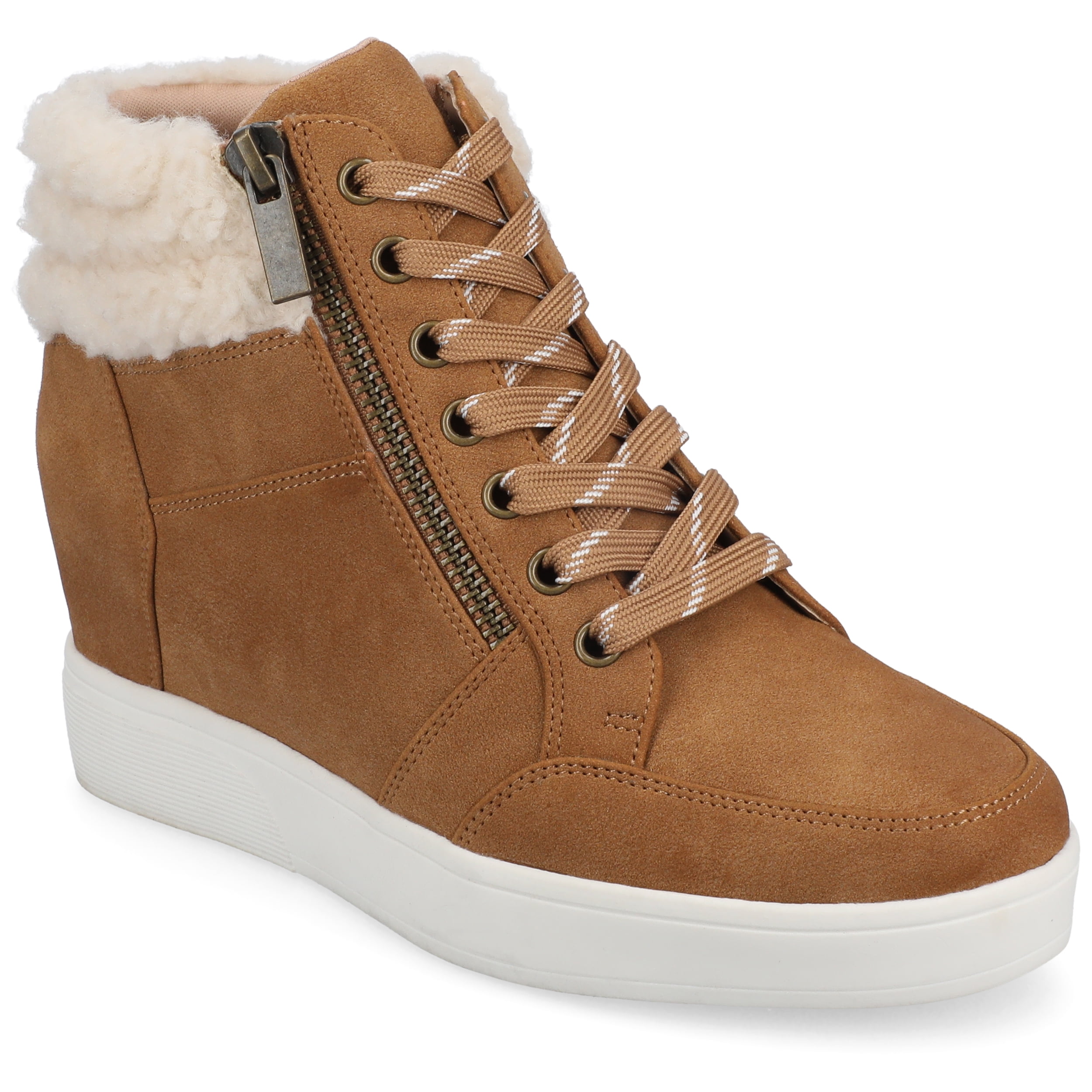 Journee Clarity High Top Round Toe Comfort Wedge Sneaker - Walmart.com