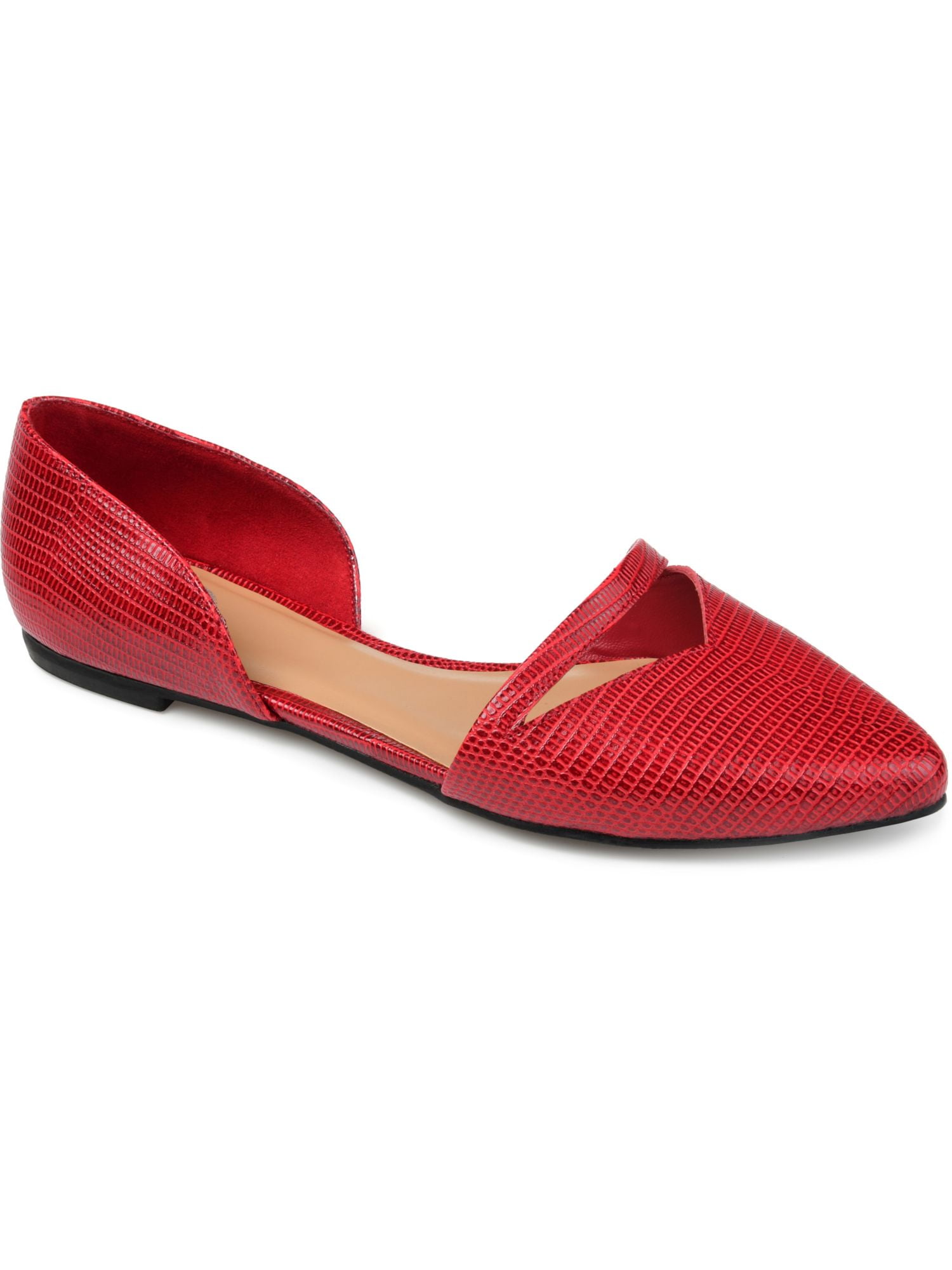Journee Collection Women's Red Lizard Texture Dorsay Cushioned Braely ...