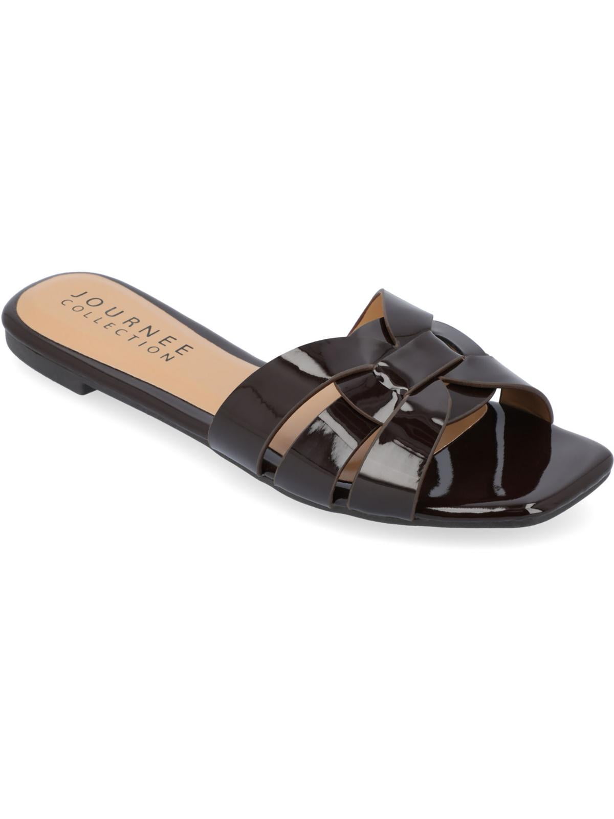 Journee Collection Womens Arrina Faux Leather Dressy Slide Sandals ...