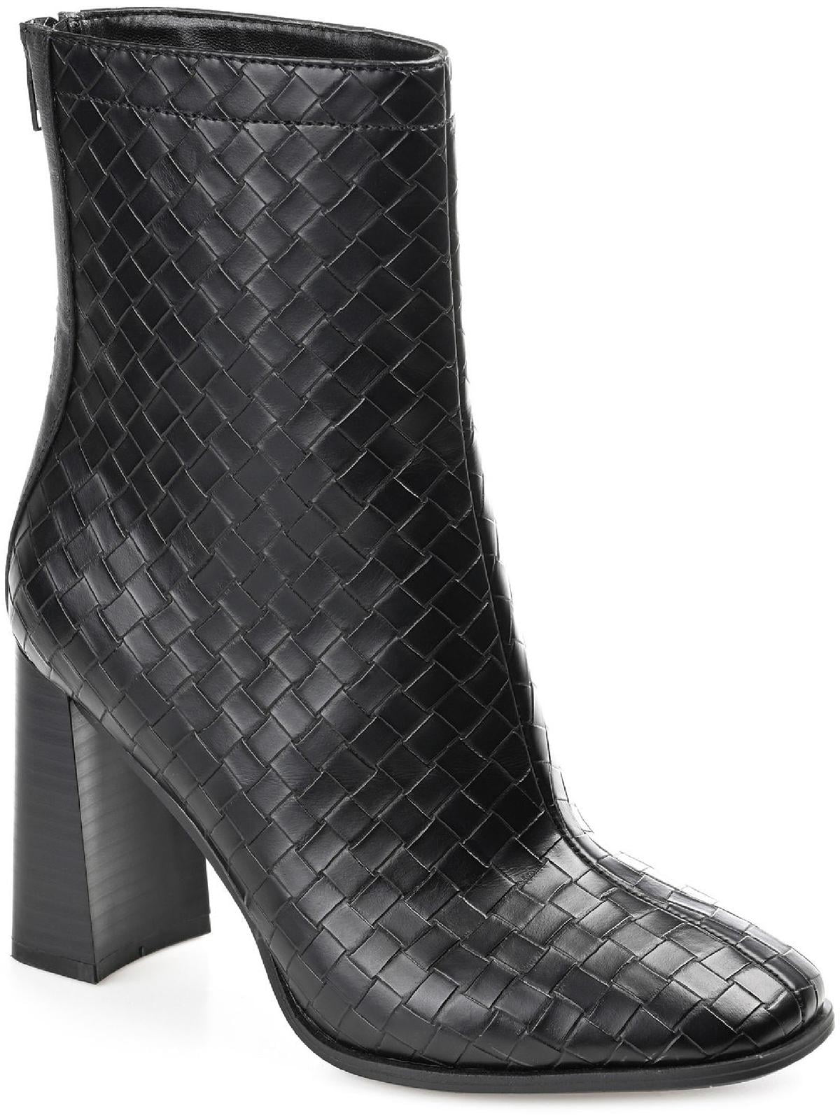 Journee Collection Womens Brielle Faux Leather Stacked Heel Mid-Calf ...