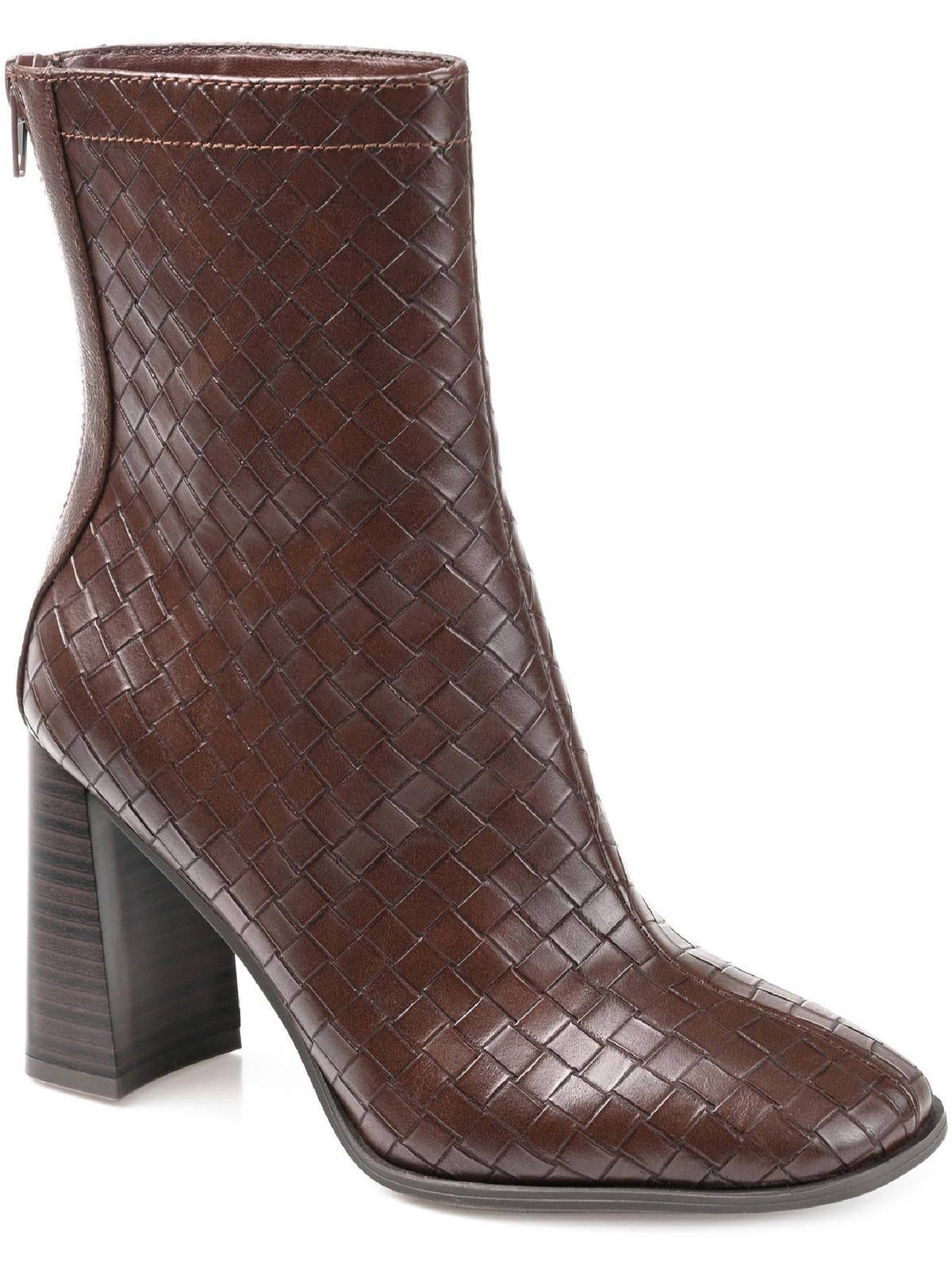 Journee Collection Womens Brielle Faux Leather Stacked Heel Mid-Calf ...