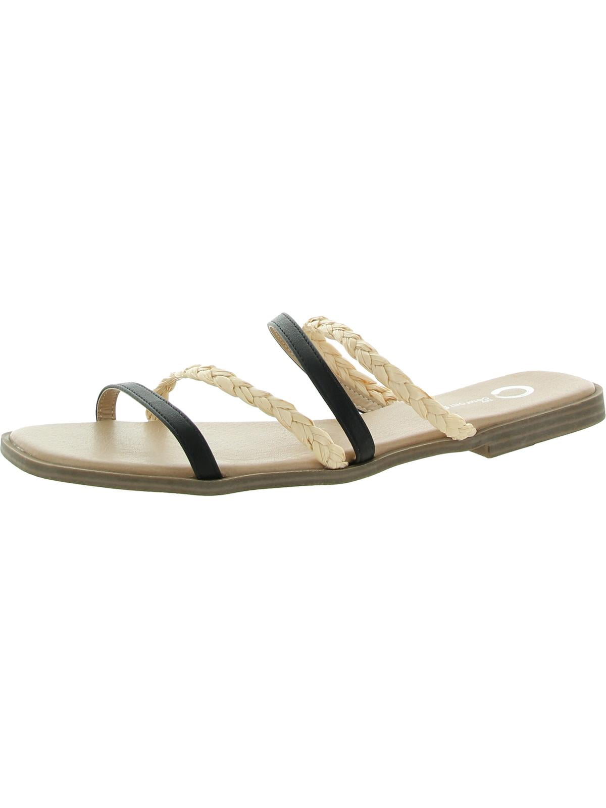 Journee Collection Womens Brinna Faux Leather Strappy Slide Sandals ...