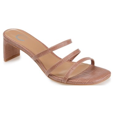 Journee Womens Alisia Open Square Toe Slip On Block Heel Dress Sandals ...