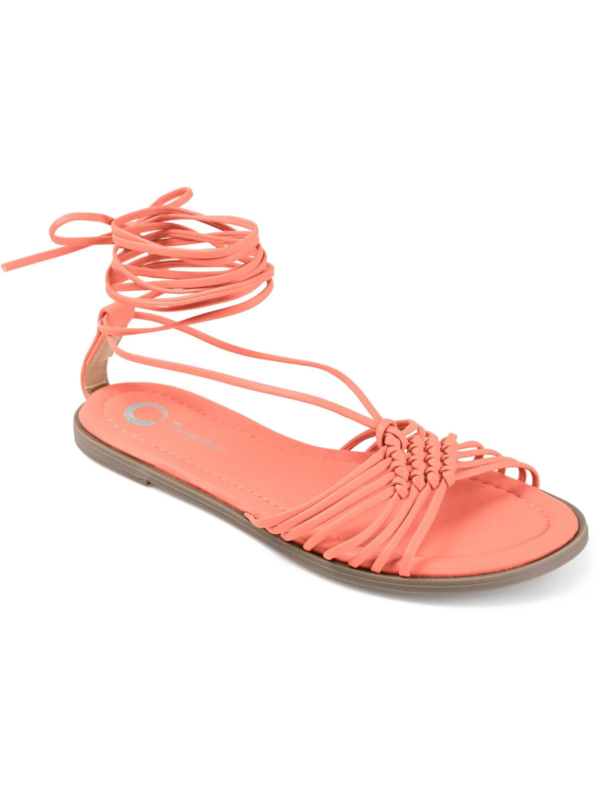 Journee Collection Womens Jess Faux Leather Ankle Tie Strappy Sandals ...