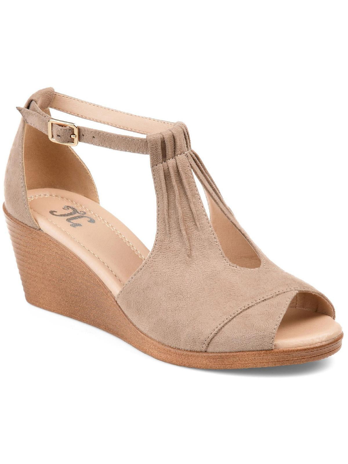 Journee Collection Womens Kedzie Faux Suede Ankle Strap Wedges ...
