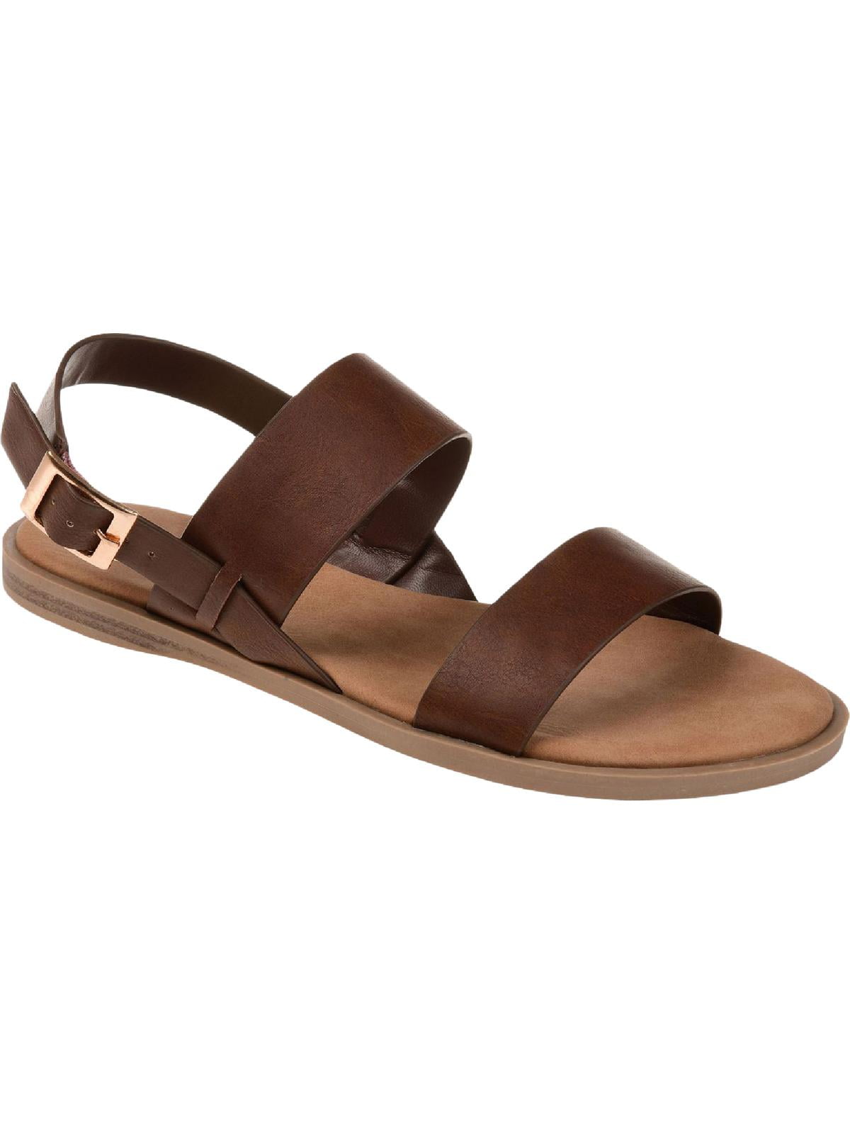 Journee Collection Womens Lavine Faux Leather Flat Slingback Sandals ...