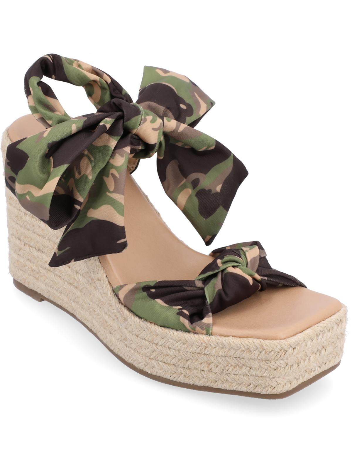 Journee Collection Womens Surria Ankle Tie Open Square Toe Wedge ...