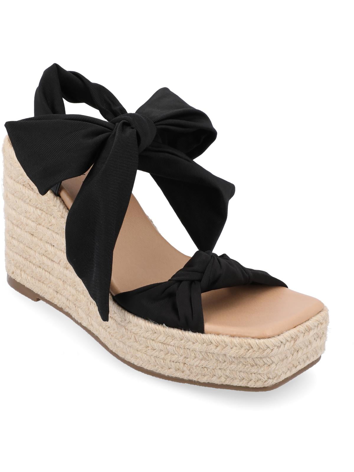 Journee Collection Womens Surria Ankle Tie Open Square Toe Wedge ...