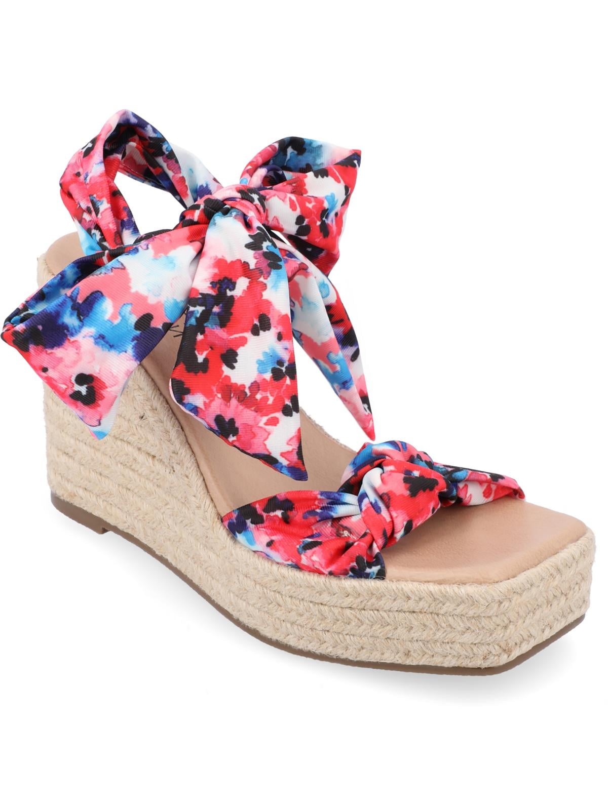 Journee Collection Womens Surria Ankle Tie Open Square Toe Wedge ...