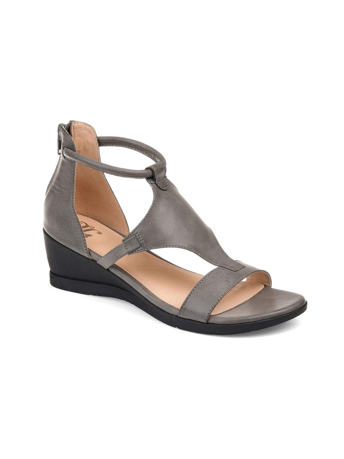 Journee Womens Trayle Back Heel Zip Wedge Sandals - Walmart.com