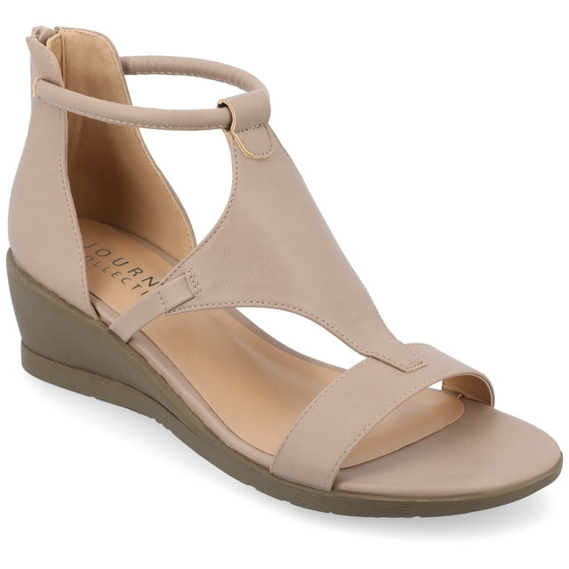 Journee Collection Womens Trayle Wedge Back Heel Zip Sandals - Walmart.com