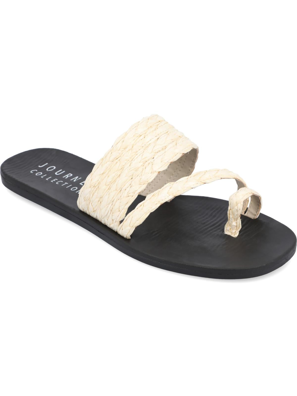 Journee Collection Zindy Slide Sandals - Toe-Loop Flat - Walmart.com