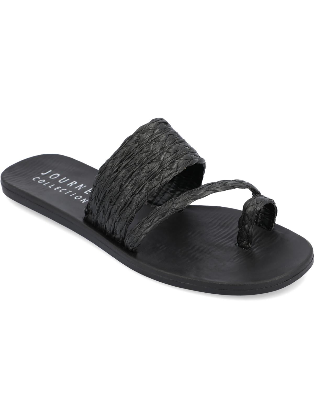 Journee Collection Womens Zindy Toe-Loop Flat Slide Sandals - Walmart.com