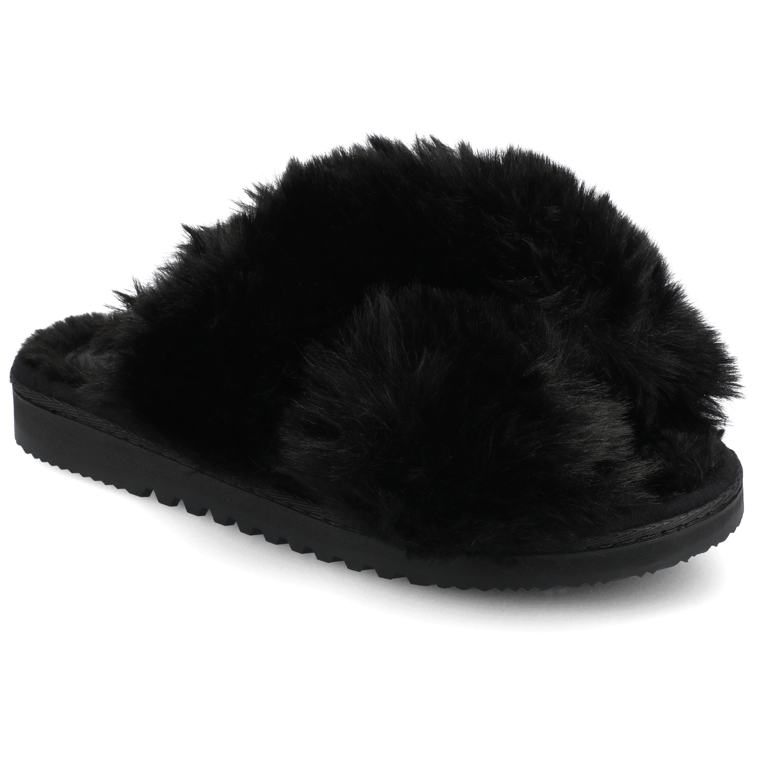 Journee Women's Skylah Soft Plush Open Toe Crisscross Strap Cushioned ...