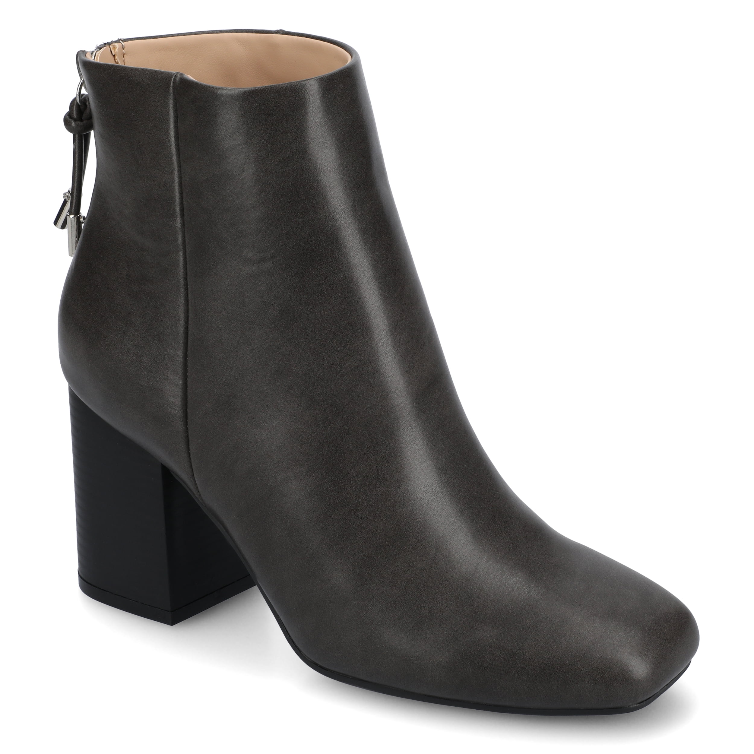 Journee Womens Audrina Back Heel Zip Stacked Heel Booties - Walmart.com