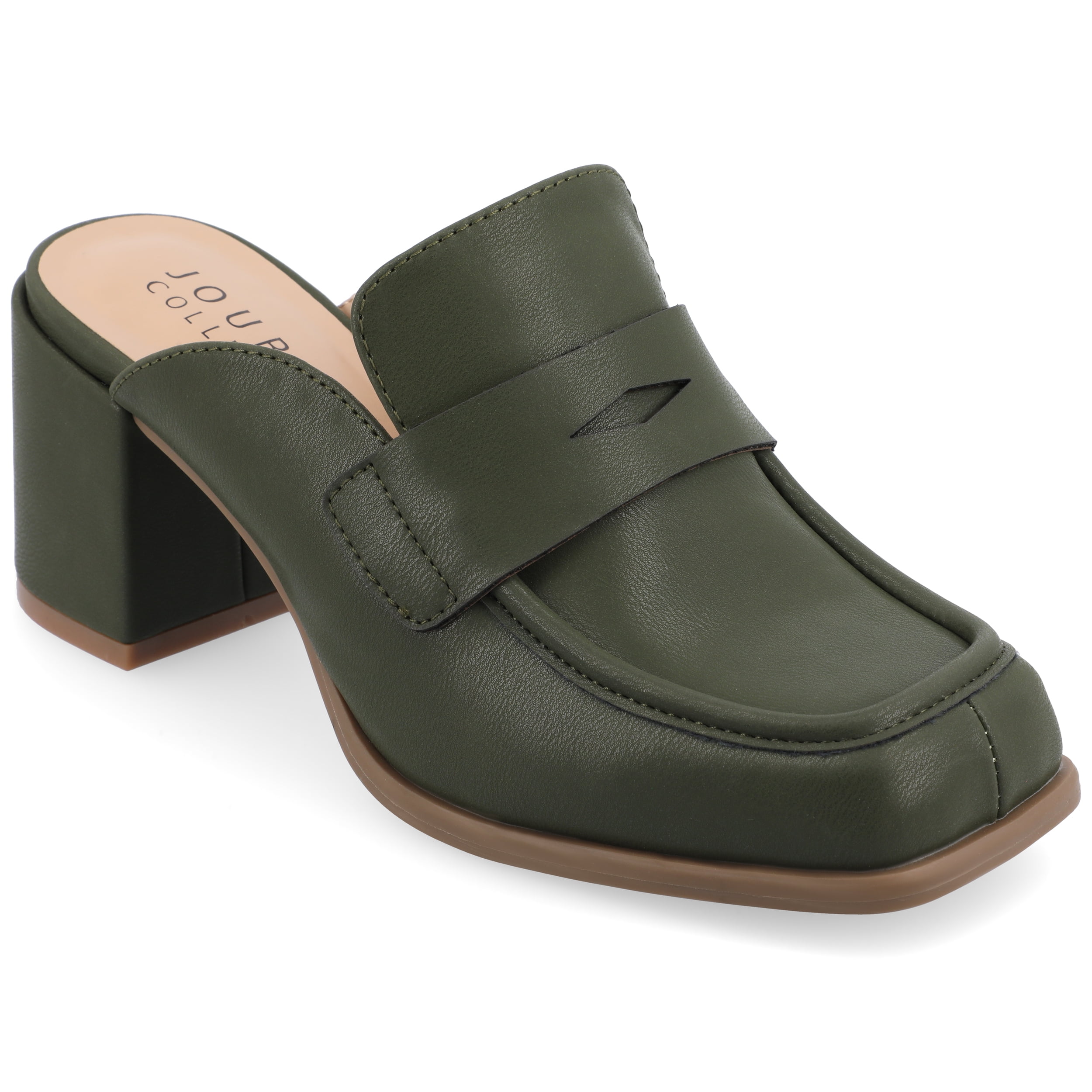 Journee Womens Bayley Tru Comfort Foam Slip On Block Heel Mule Pumps ...