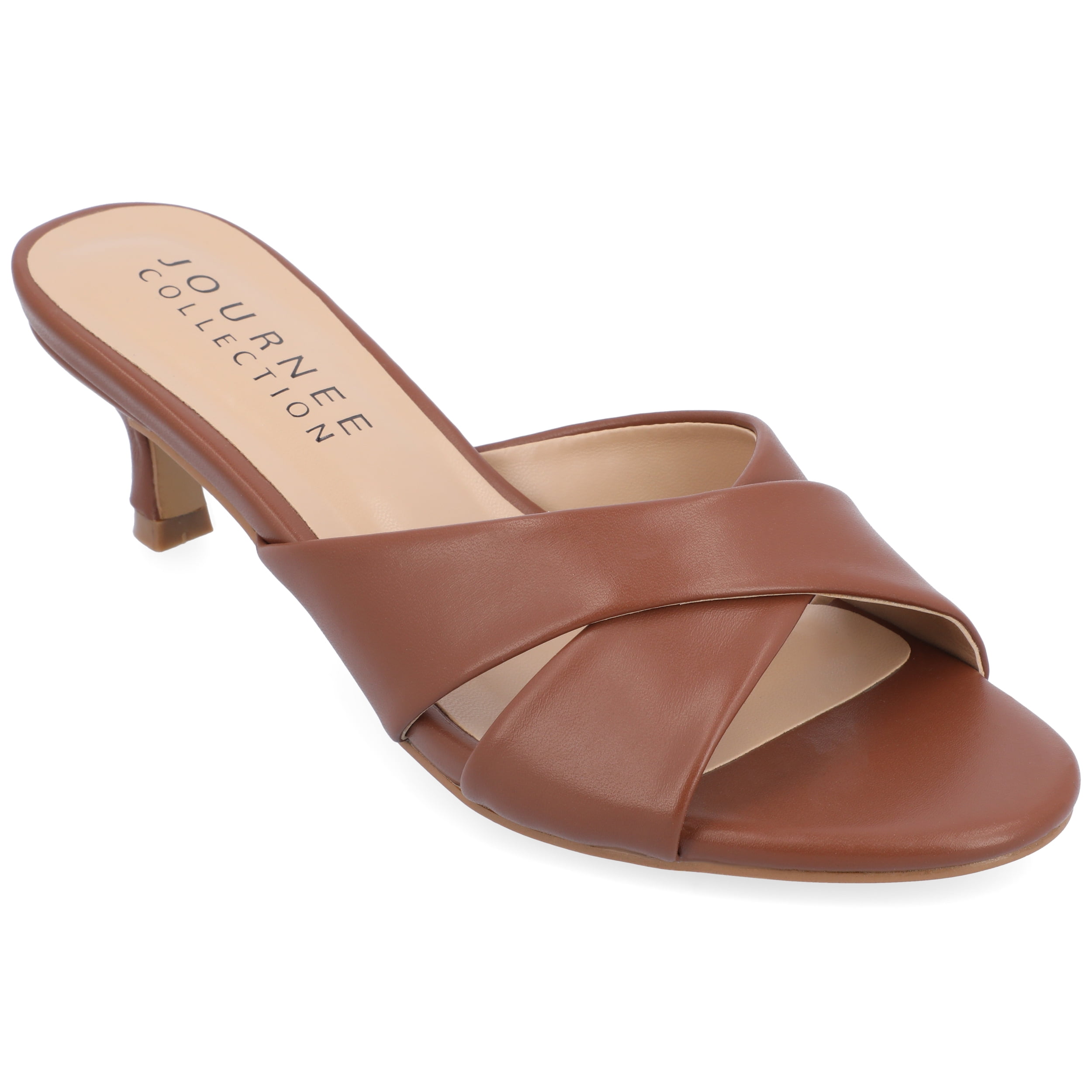 Journee Womens Berkly Kitten Heel Slip On Open Toe Dress Sandals ...