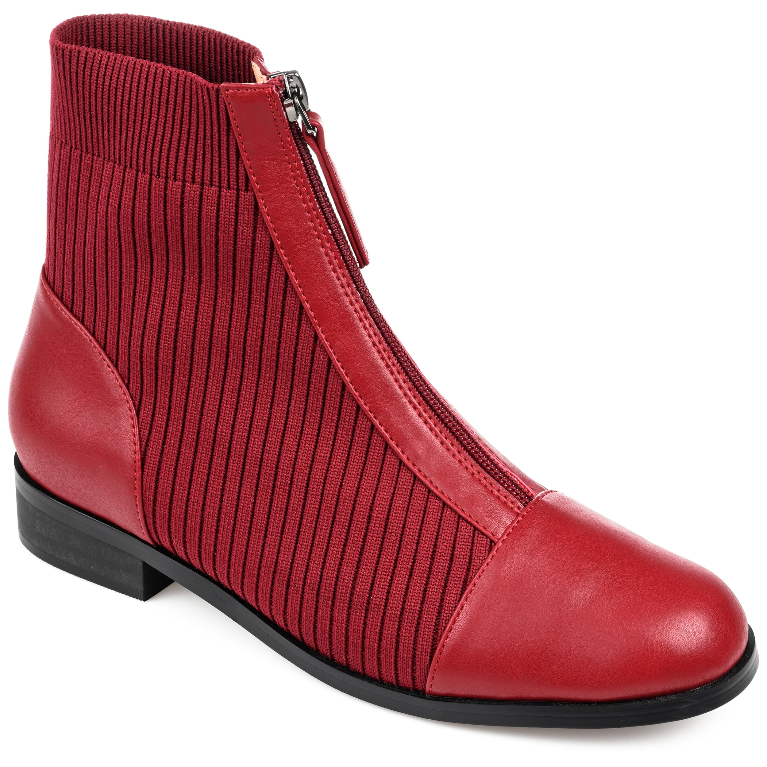 Journee Womens Bexlie Front Zip Stacked Heel Booties - Walmart.com