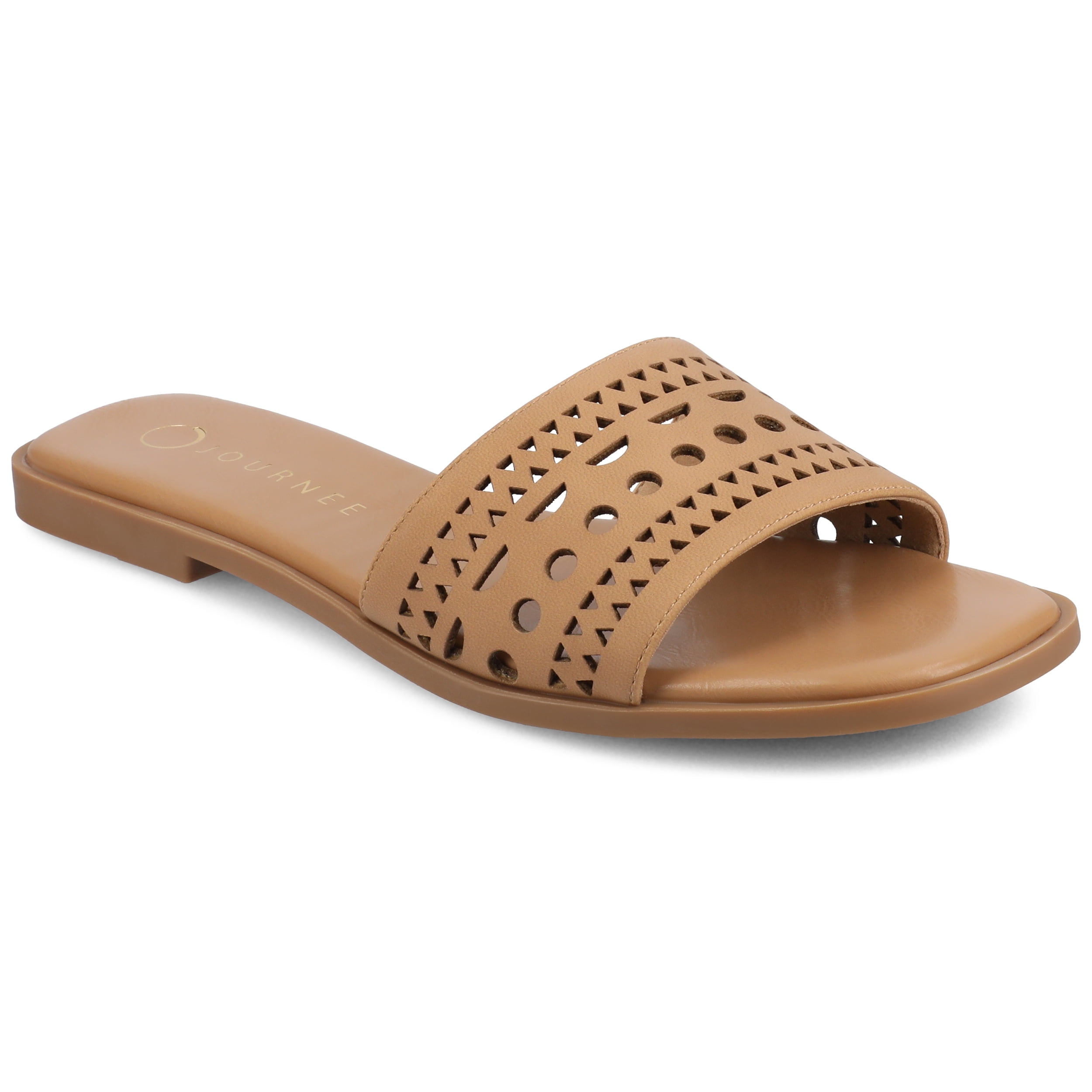 Journee Womens Brodie Cut Out Band Slip On Flat Sandals - Walmart.com