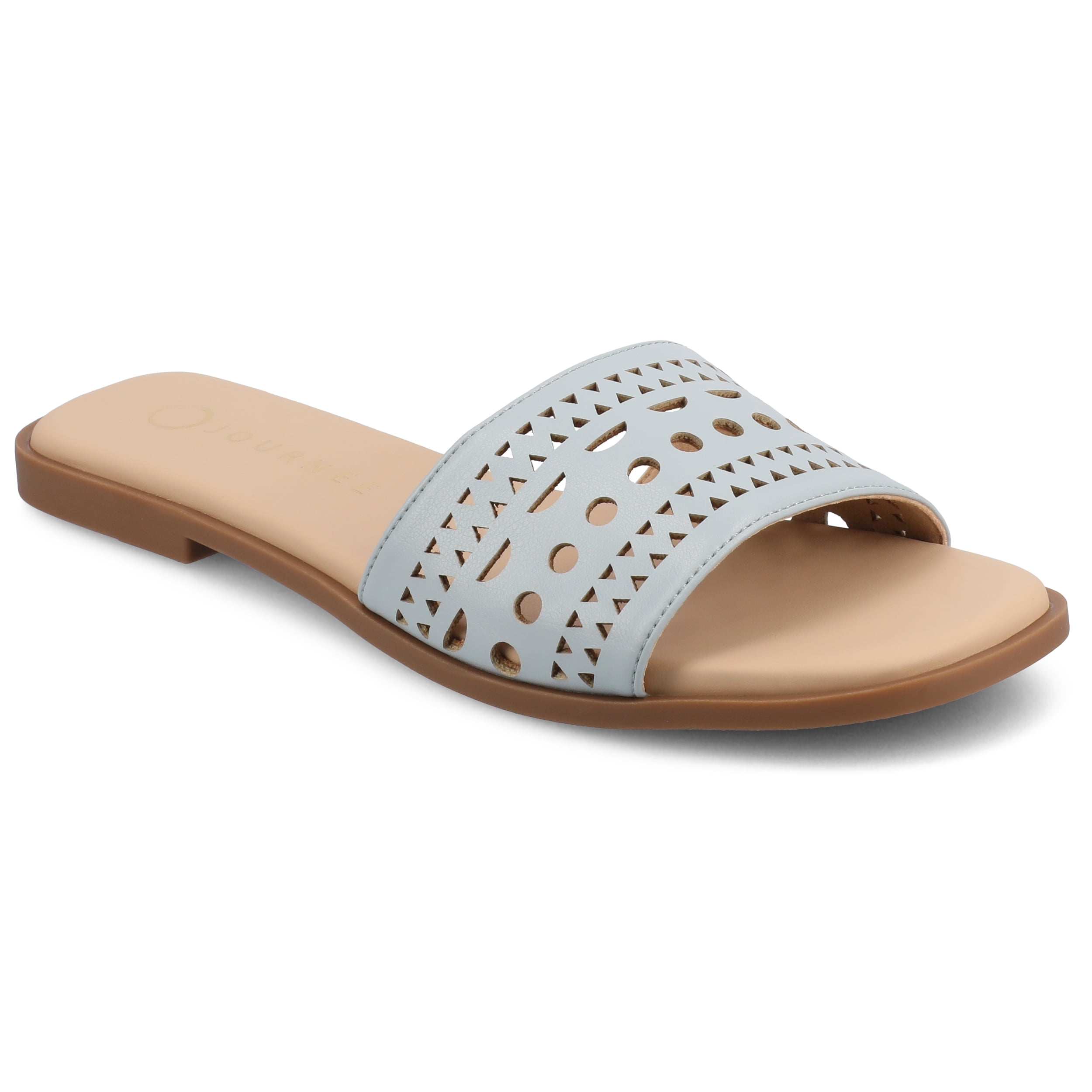 Journee Womens Brodie Cut Out Band Slip On Flat Sandals - Walmart.com