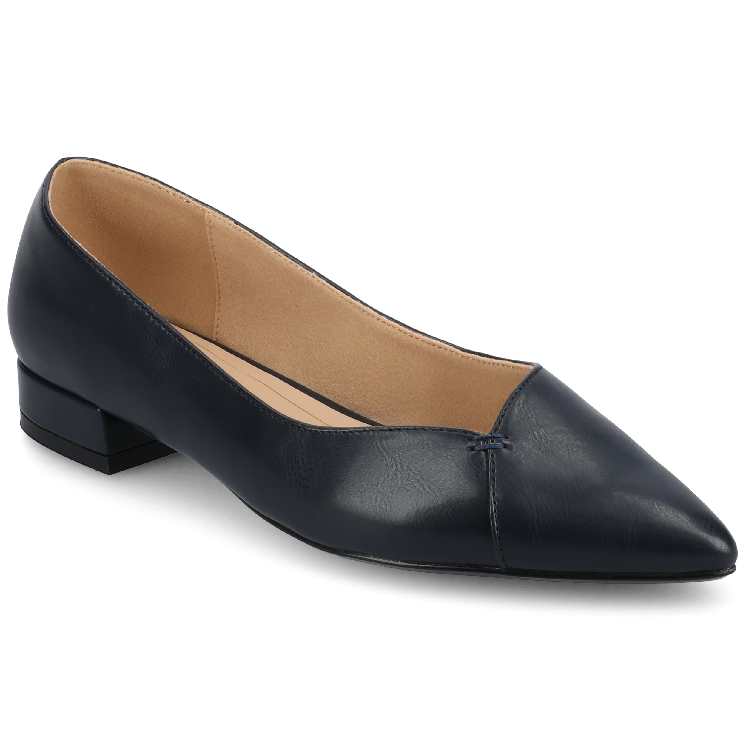 Journee Womens Carmin Slip On Low Block Heel Pointed Toe Dress Flats ...