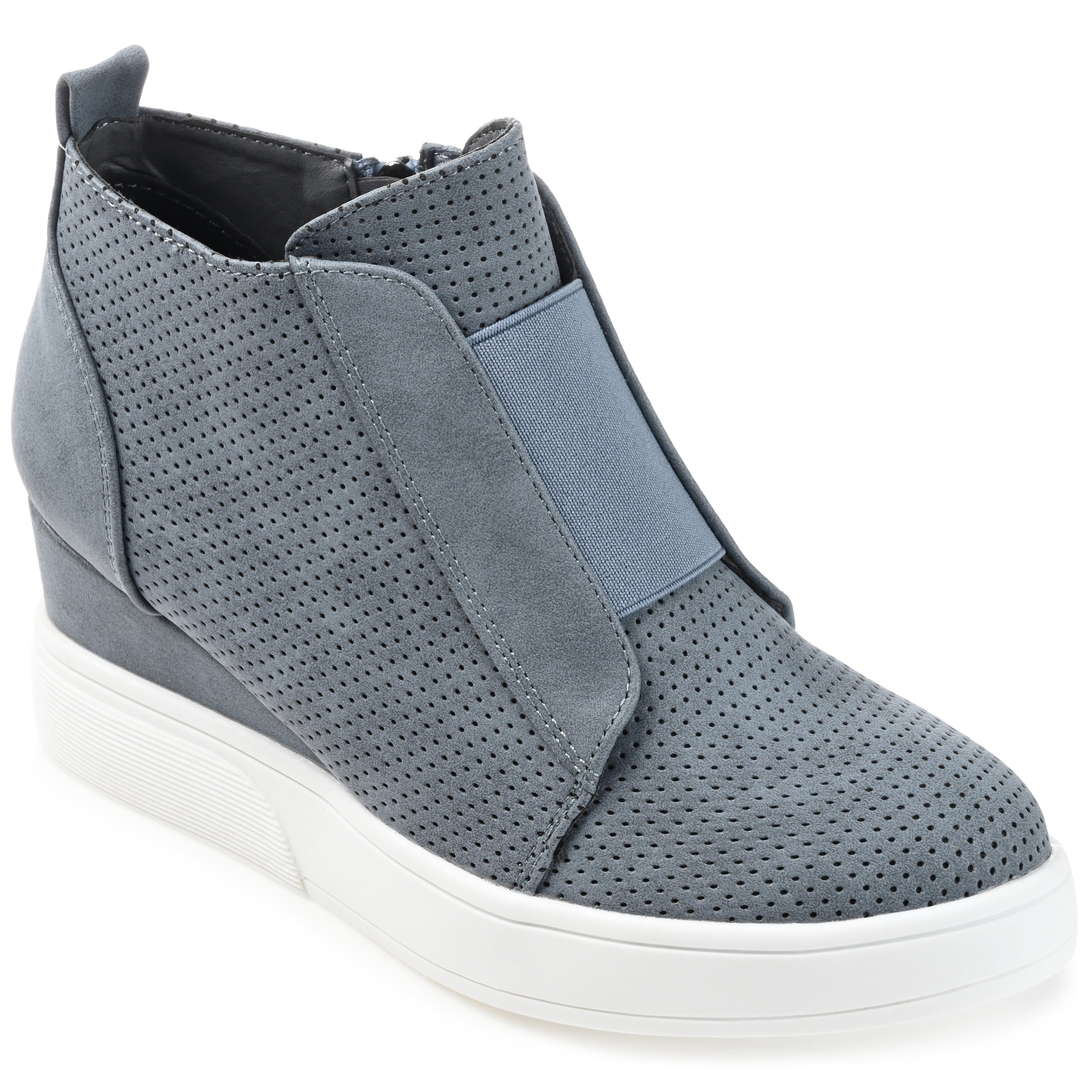 Journee Womens Clara Round Toe Inside Zip Wedge Sneakers, Widths ...