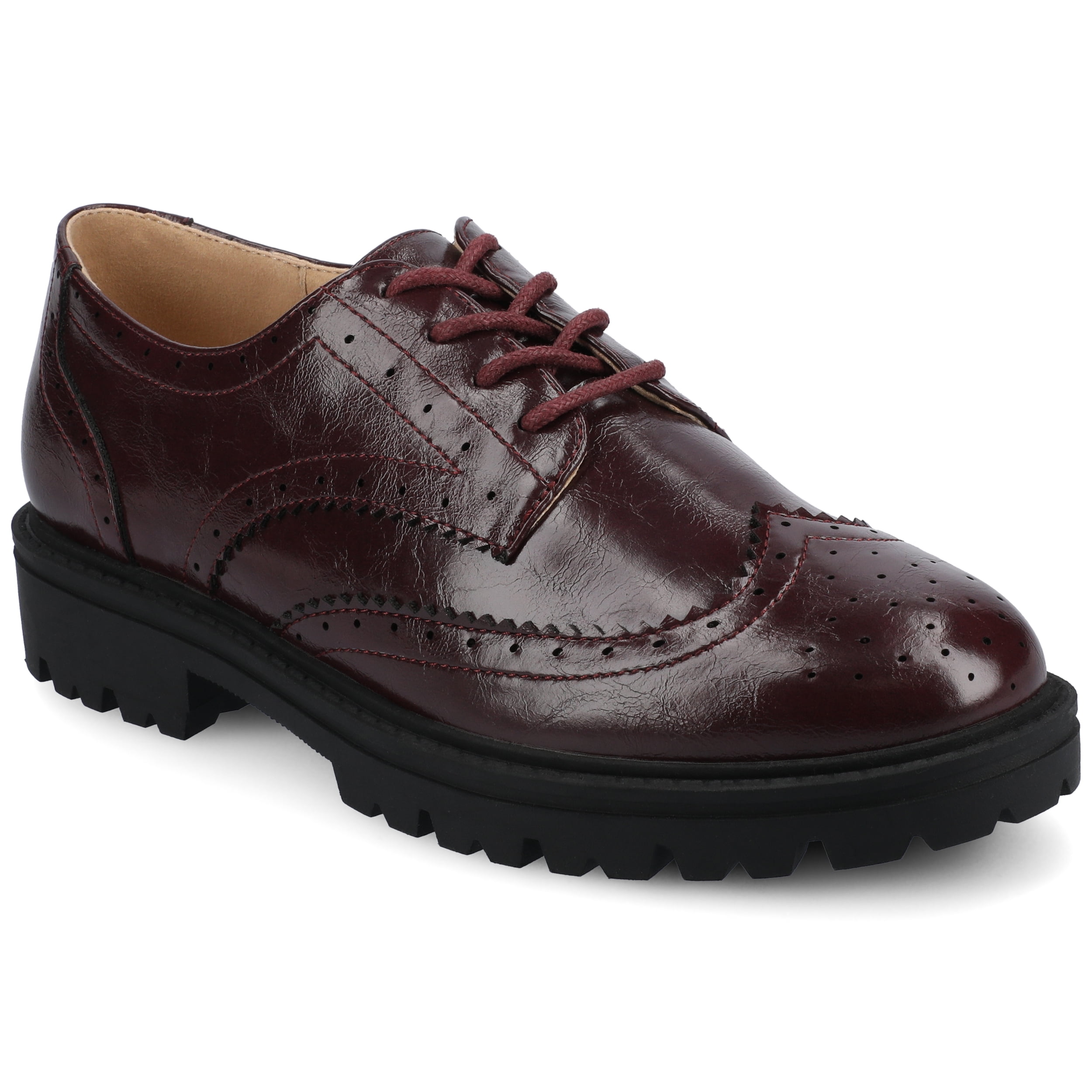 Journee Womens Claudiya Lug Outsole Almond Toe Oxford, Widths Available ...