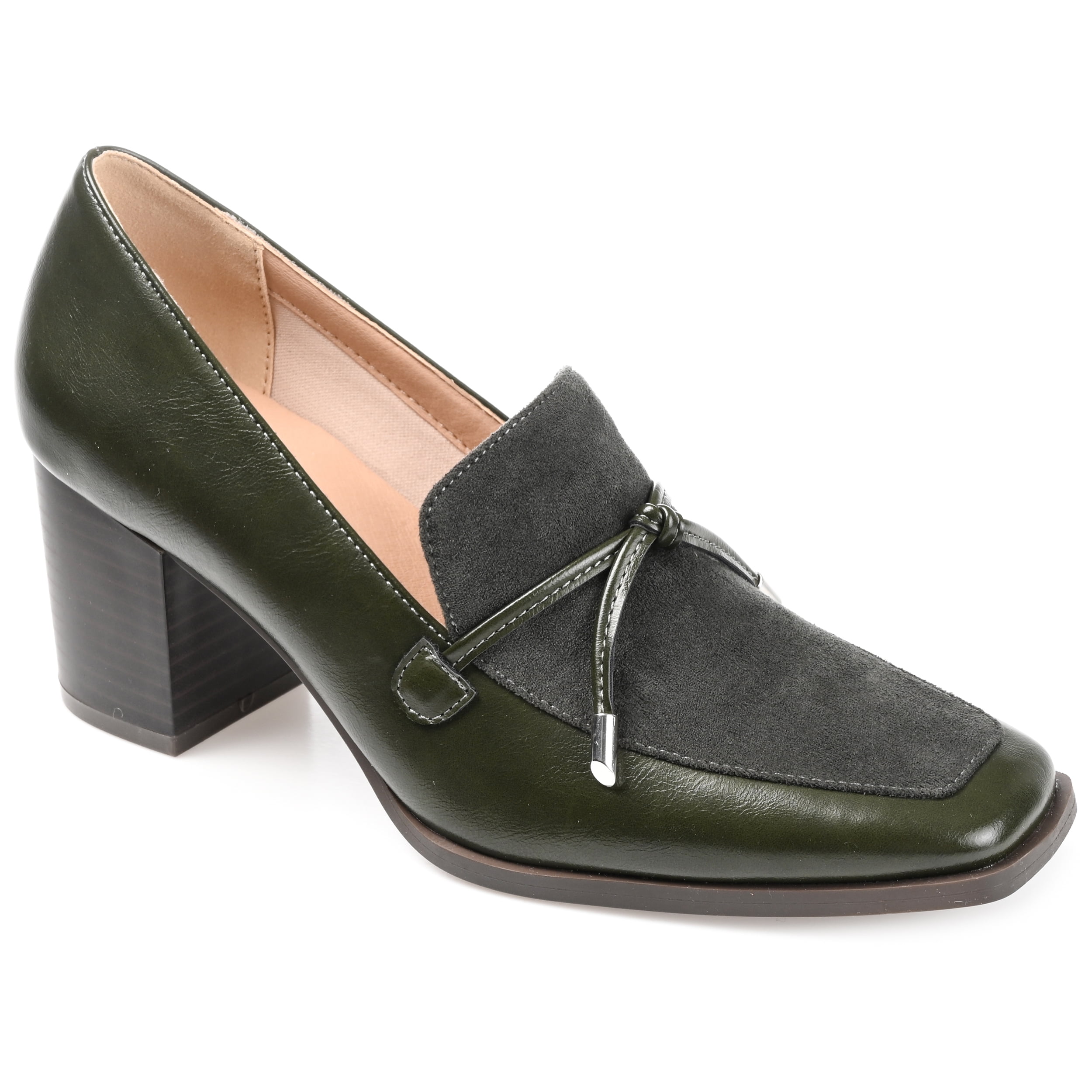 Journee Womens Crawford Square Toe Mid Stacked Heel Pumps - Walmart.com